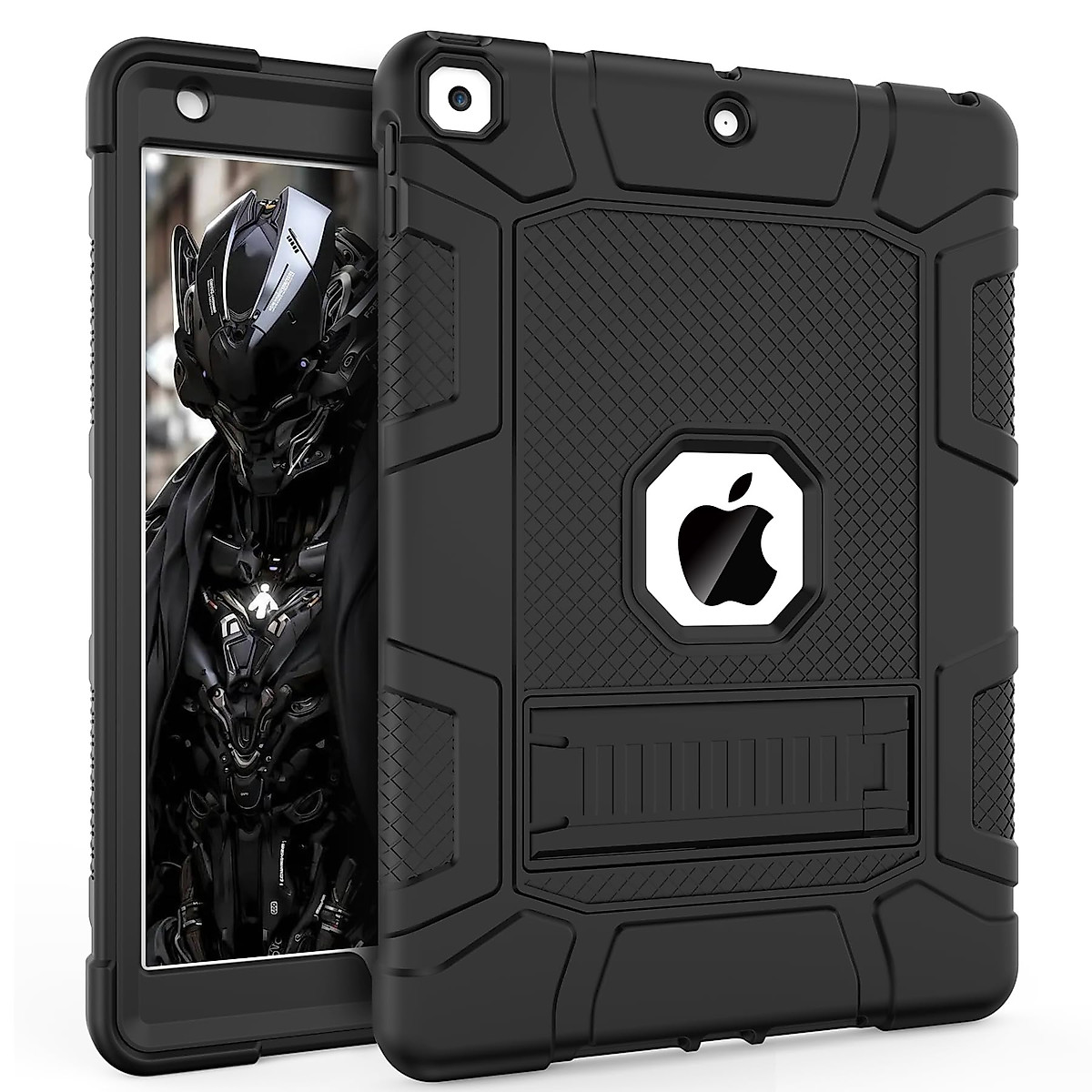 Rantice iPad 9th Generation Case, iPad 8th Generation Case, iPad 7th Generation Case, Hybrid Shockproof Rugged Drop Protective Case with Kickstand for iPad 10.2'' (Black)