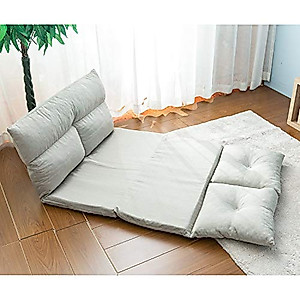 Folding Floor Lazy Sofa Bed Fabric Sleeper, 5-Position Adjustable Floor Couch Lounge Video Gaming Sofa Bed, Folding Floor Leisure Cushion Padded Futon Bed for Reading, Gray