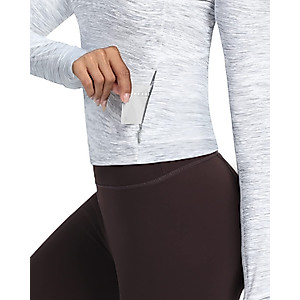 GYM RAINBOW Womens Cropped Workout Jakcets Half Zip Pullover Sweatshirt Long Sleeve Workout Shirts Athletic Tops(#3 White Space Dye,Large)