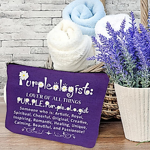 SUNFYCN Purple Fans Cosmetic Bag, Purple Zipper Cosmetic Pouch, Purple Makeup Bag, Purple Lover Gift, Purple Makeup Bag for Girls Women Birthday Graduation 13CB055