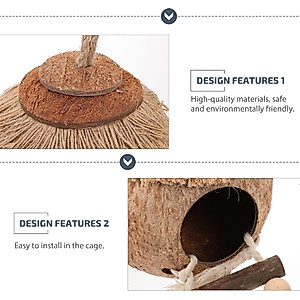 POPETPOP 2 Pcs Parrot Coconut Shell Nest Hamster Bed Natural Hanging Bed Hamster Hanging Bed Warm Sleeping Bag Hamster Warm Bed Pet Supplies Bird Resting Bed Hamster Hanging Nest Bird Nest