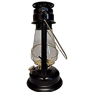 V&O 210-21000 Pathfinder Brass Trim Oil Lantern, Black