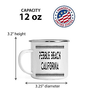 Pebble Beach California Apparel for Men and Women - Fathers Day Gift - Large 12 Oz White Stainless Steel Camping Mug