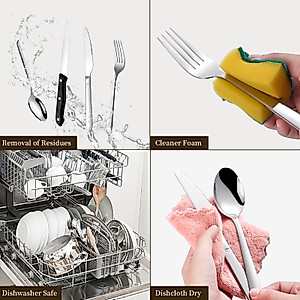 Amrules 58-Piece Silverware Set Service for 10 - Stainless Steel Flatware Cutlery Set - Knives Forks and Spoons Utensil sets for Home Kitchen Restaurant Hotel, Mirror Polished, Dishwasher Safe