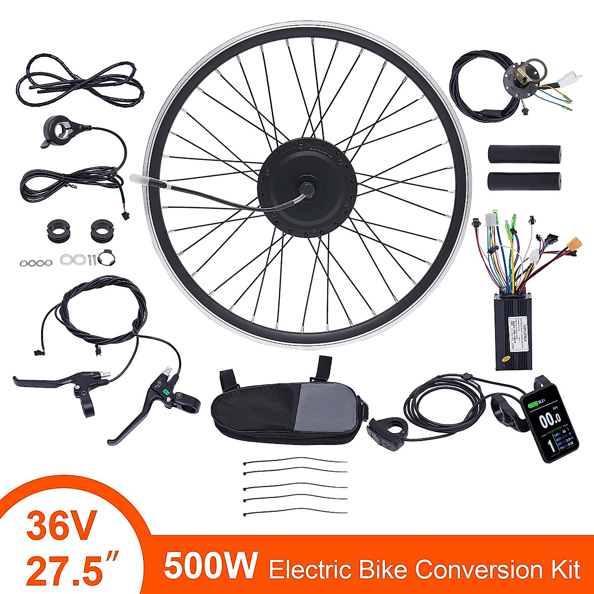 DCEHKR E-Bike Conversion Kits 36V Electric Bike Front Hub Conversion Kit with Brushless and Gear Motor 500W Electric Bicycle Conversion Kits Suitable for 27.5-inch Front Wheel Ebike