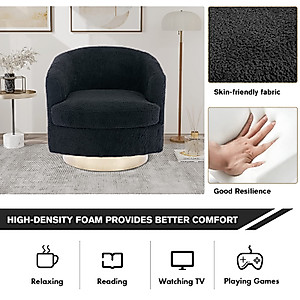 Dxacvkc 30.7" W Boucle Chair Swivel Barrel Chair Comfy Round Accent Sofa Chair for Living Room, 360 Degree Club Chair, Leisure Arm Chair for Nursery/Bedroom/Living Room/Lounge Hotel/Office, Black