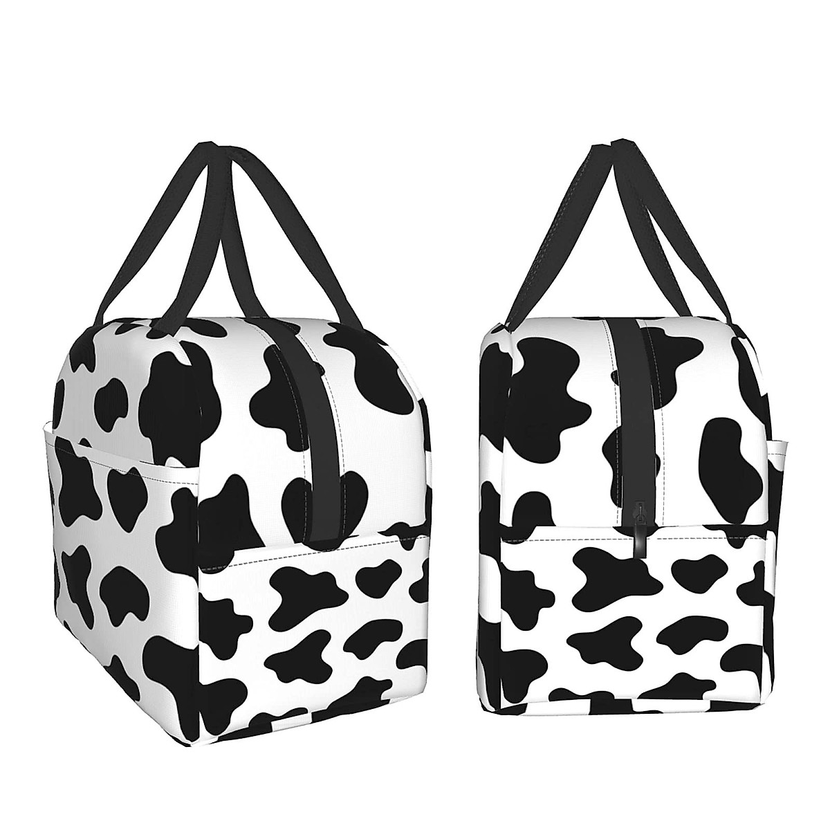 Cow Spots Cute Lunch Box Bento Travel Bag Picnic Tote Boxes Insulated Durable Container Shopping Bag Reusable Waterproof Bags For Adult Women Men