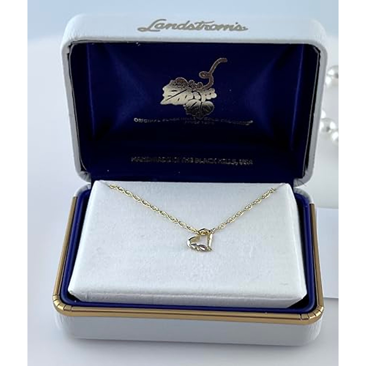 10k Gold Black Hills Heart Necklace, 12K Gold Leaves