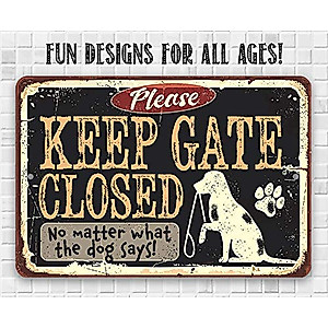 Dog Decor - Keep Gate Closed Dog - Metal Dog Signs for Home Decor - Use Indoor/Outdoor - Dog Sayings Funny Signs - Dog Mom Gifts for Women, Dog Home Decor Dog Lovers Gifts for Women