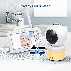 VTech [Upgraded] VM5463-2 Video Baby Monitor 5" LCD with 2 Cameras, Battery 12 Hrs, Pan Tilt Zoom, Color Night Light, Glow On The Ceiling Projection, Two-Way Talk