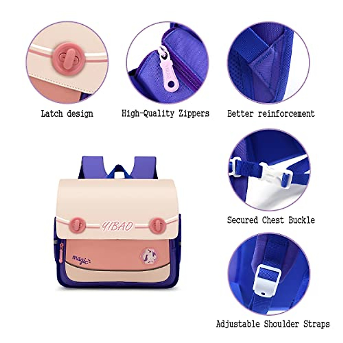 KEBI Japanese Backpackcute Backpacks for Girls，Kids Backpack for Girls School Backpack for 7 to 12 years Schoolbag(Apricot Pink Cute Horse)