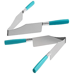 DOITOOL 2pcs Cake Slicer Cutters, Stainless Steel Cake Slicer cutter,metal cutter Pie Knife Cake Lifter Tools Professional Pastries Divider for Cakes Pie Desserts Pizza (Random Color Blue Or Pink)