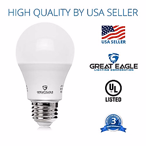 Great Eagle Lighting Corporation 100W LED Light Bulb Equivalent A19 Soft White 3000K Dimmable UL Listed (6 Pack)