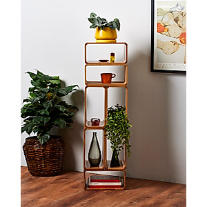 Contempa Single Modular Floor Shelf Stackable Wooden Oak Shelving Unit, Multipurpose Organization for Bedroom Living Room Office, and Home Décor Contemporary and Modern Design, 14” W x 14” L, 14” H