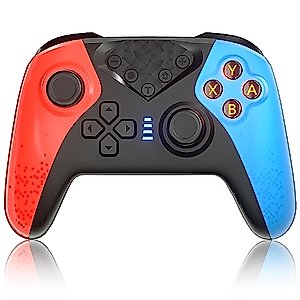Switch Controller for Nintendo Switch,Switch Pro Controller for Wireless Switch/Switch Lite Remote with Dual Vibration, Gyro Axis, Motion Support Wake Up and Adjustable Turbo (SD19-Red+Blue)