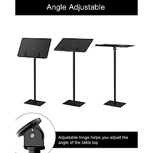 KSacry Acrylic Podium Stand, 42.3" H Black Angle Adjustable Acrylic Podiums for Church,Modern Lecterns & Pulpits for Classroom, Concert, Church, Speech, Easy Assembly, Metal Base, Black