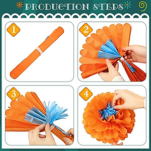 Geyee 27 Pcs Mexican Paper Flowers Colorful Tissue Paper Flowers Fiesta Paper Flowers Mexican Carnival Paper Flowers for Floral Party Backdrop Birthday Wedding Party 8, 10, 12 Inch (Stylish Color)