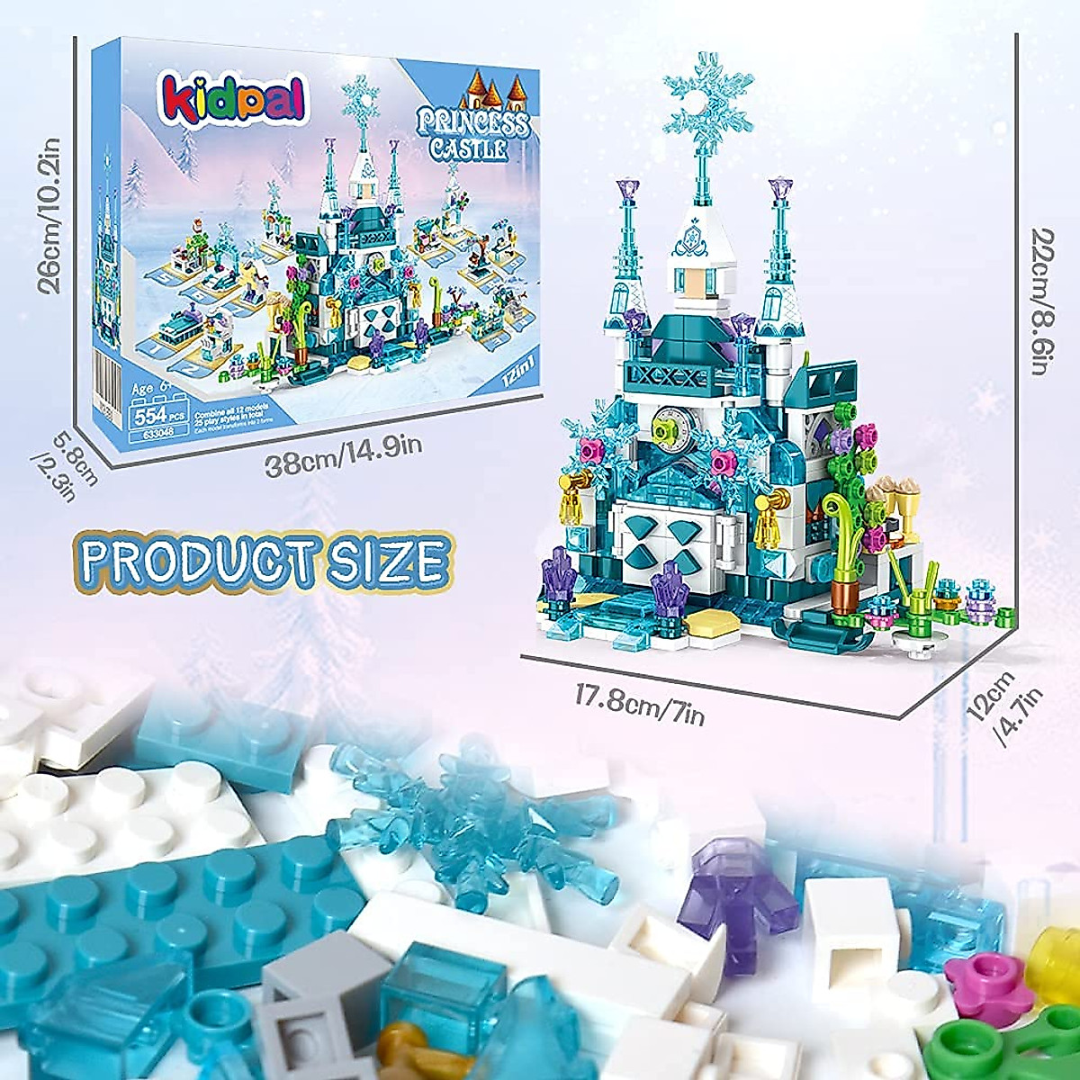 Girls Building Blocks Set Toy, 25-in-1 Princess Toys for Girls Age 6-8, 554PCS STEM Educational Construction Toys Set, Princess Castle Toys Gift for Girls Age 6-12 Years Old