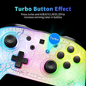 Manba Switch Pro Controller,Wireless Switch Controller Compatible with Nintendo Switch/Lite/OLED/PC,Bluetooth Pro Controller Switch with Adjustable LED Light/Turbo/Vibration,Wake-Up Function（White