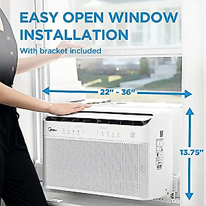 Midea 10,000 BTU U-Shaped Smart Inverter Window Air Conditioner–Cools up to 450 Sq. Ft., Ultra Quiet with Open Window Flexibility, Works with Alexa/Google Assistant, 35% Energy Savings, Remote Control
