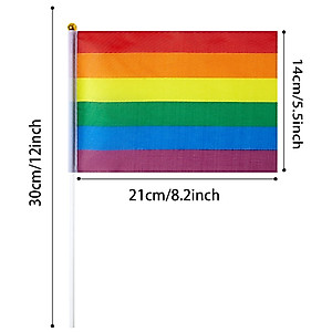 GentleGirl 12 Pack Pride Rainbow Flags Rainbow Small Mini Hand Held Stick Flag Gay LGBT Festival Party Parades Decorations