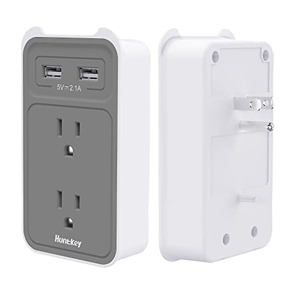 Outlet Extender with Multi Plugs, Huntkey Multi USB Plug Outlet Splitter W. Phone Cradle & 2 USB A Plug Charging Port （No Surge Protector)