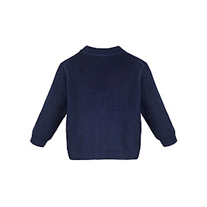 Lilax Baby Boys Basic Long Sleeve V-Neck Classic Knit Cardigan Sweater 12-18 Months Navy