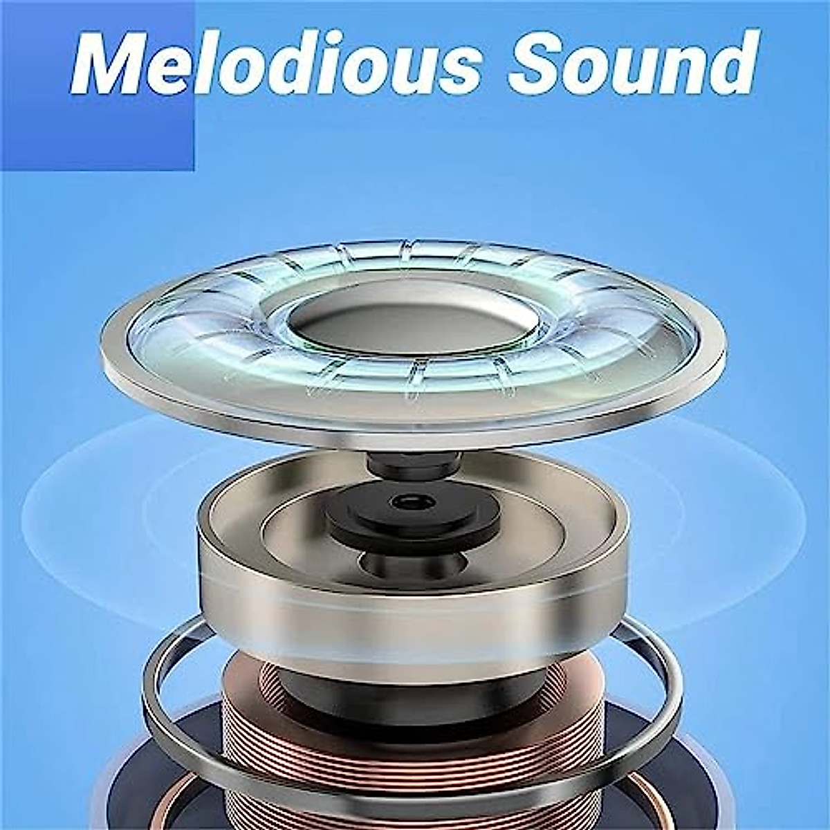 dhaonxb Crystal Earbuds,Bluetooth Headphones Noise Canceling Translucent Earphones,Mini Crystal in-Ear Earbuds LED Power Display (Black+White)