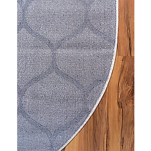 Unique Loom Trellis Frieze Collection Area Rug - Rounded (4' x 6' Oval, Ivory/ Gray)