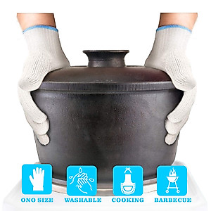 Heat Resistant Gloves - EN407 Certified 932°F Oven Gloves, Cut-Resistant Grill Gloves, Cooking Gloves for BBQ, Grilling, Baking, Cutting, Welding, Smoker Fireplace, 1 Pair (2 Pieces Set), White