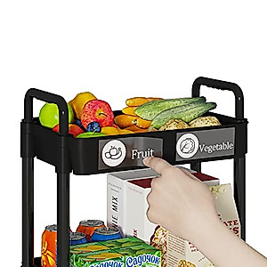 Laiensia 3-Tier Storage Cart,Multifunction Utility Rolling Cart Kitchen Storage Organizer,Mobile Shelving Unit Cart with Lockable Wheels for Bathroom,Laundry,Living Room,With Classified Stickers,Black