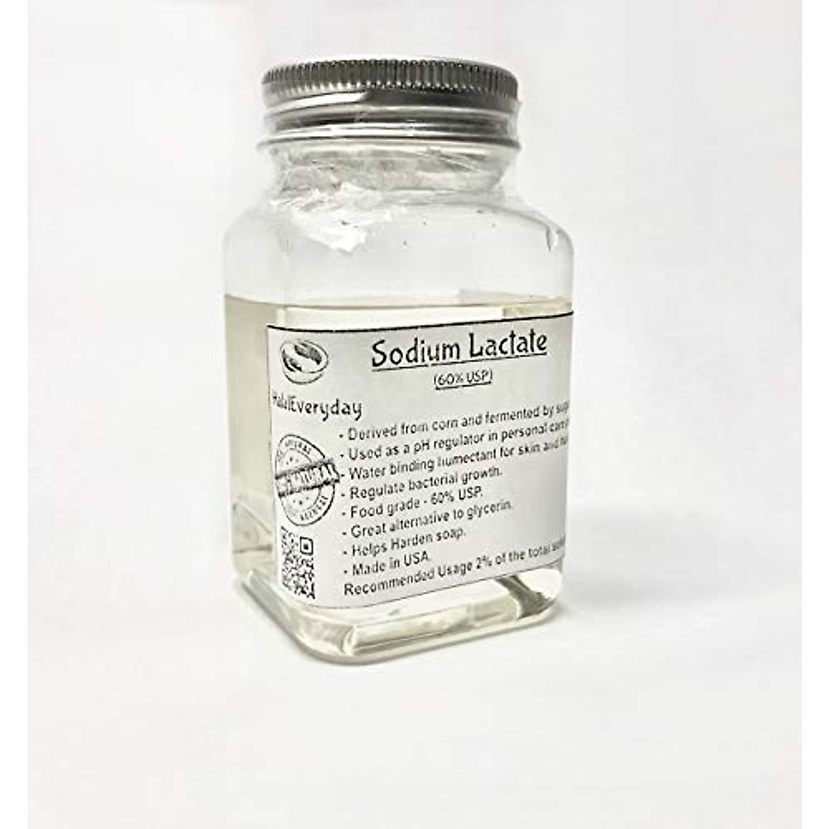 Sodium Lactate - for Broad Spectrum preservatives - Used in Cosmetics. Used as pH Regulator- Helps Reduce The Moisture Loss - 4 oz