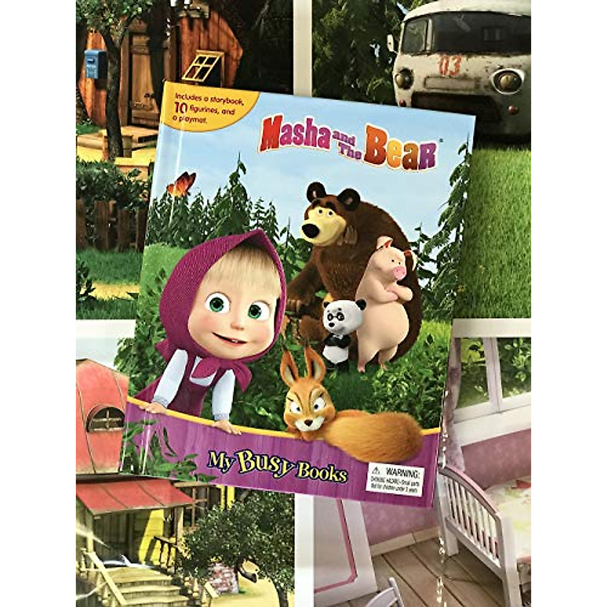 Disney Masha & the Bear My Busy Books - Storybook, 10 figurines, playmat