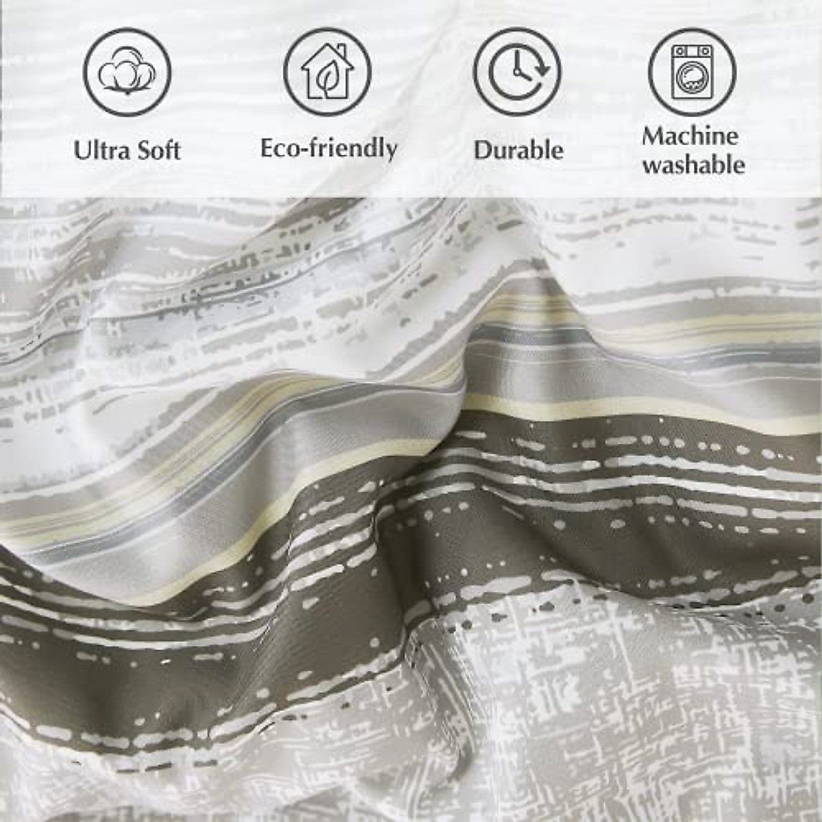 MaiRêve Grey Twin Bed in A Bag, Soft Grey Stripe Minimalist Comforter Set Urban House Design 6 Pieces for Boys Girls or Dorm Bedding(Mosaic Horizontal Stripes,Twin)