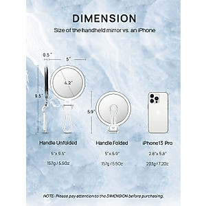 OMIRO Hand Mirror, Double-Sided 1X/15X Magnifying Foldable Makeup Mirror for Handheld, Table and Travel Usage