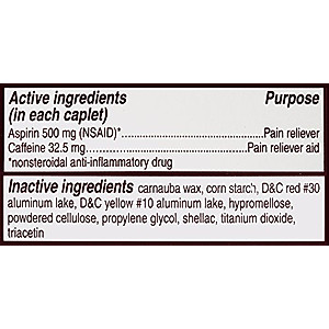 Bayer Back & Body Extra Strength Aspirin, 500mg Coated Tablets, Fast Relief at the Site of Pain, Pain Reliever with 32.5mg Caffeine, 100 Count