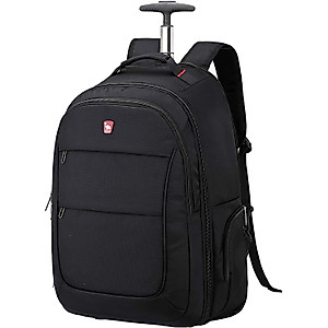 OIWAS 15.6 Inch Rolling Backpack for Adults Loptop Wheeled Backpack with Wheels Travel Carry on Luggage Bag Work School Computer Bag Business Trolley Men Women 30L Black