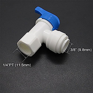 Elbow 1/4-Inch Female x 3/8-Inch Tank Ball Valve Quick Connect Fitting Aquarium RO Water Filter Pack of 5