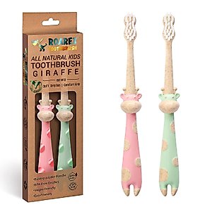 ANPEI ROARex Vegan Eco Friendly All Natural Kids Toothbrush Made from Plants – Sweet Baby Giraffe | 100% Biodegradable and Compostable | 1% for The Planet Product