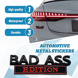 Zufoty Car Body Sticker, 3D Fender Badge Decal Car Sticker, Car Modification Label, 3D Letters Front Hood Badass Emblem Car Exterior Emblems Replacement Accessories Universal for Car Motorcycle SUV