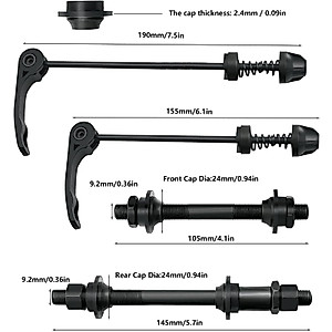 Free-fly MTB Quick Release Bicycle Hub, Road Mountain Bike Front & Rear Axle Hollow Shaft Set with Standard Spacing (1 Pair, 4 Piece)
