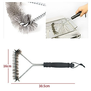 BBQ Brush for Grill Cleaning – Grilling Accessories for Outdoor Barbeque 12 Inch Heavy Duty Grills Cleaner with Safe Stainless Steel Brushes & Bristle Free Wire Scrubber for Porcelain Grates F-245