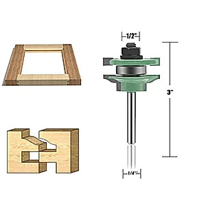 LEATBUY 1/4-Inch Shank Raised Panel Router Bit Set 3 PCS, Round Over Cabinet Door Rail and Stile Router Bits, Woodworking Wood Cutter, Wood Carbide Groove Tongue Milling Tool(1/2-H Double)