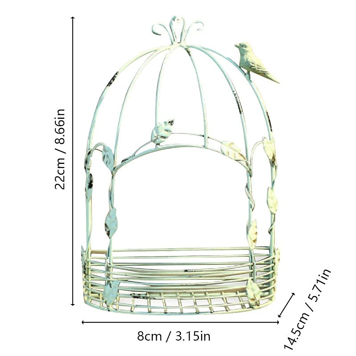 8.66"Art Wall Decor Metal Floating Shelves Hanging Bird Cage Display Rack Wall Mounted Storage Rack Indoor Outdoor Garden Decoration Wall Shelf Plant Stand Bedroom Livroom Office Sofa Cafe Home Decor