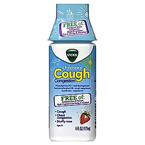 Vicks Children's Daytime/Nighttime Cough & Congestion Relief Combo Pack, Free of: Artificial Flavors, High Fructose Corn Syrup, Daytime Berry Flavor, Nighttime Grape Flavor, 6 FL OZ Day/6 FL OZ Night