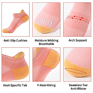 BUDERMMY Running Ankle Socks for Women Athletic Cotton Cushioned 6 Pairs Workout No Show Socks Women (8-10, Mixed Color)
