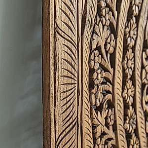 Moroccan Wooden Bed Headboards Hand Carved Panels Sculpture Wall Mounted Decor in Reclaimed Teak Wood 48 Inches
