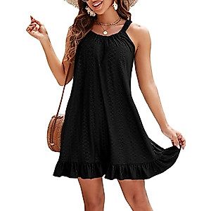 Blooming Jelly Womens Swimsuit Coverup Bathing Suit Cover Ups Swimwear Beach Cover Up TShirt Dress With Pockets（Large,Black