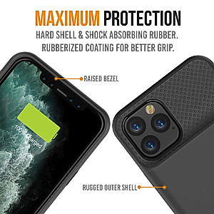 Alpatronix Battery Case for iPhone 11 Pro Max and iPhone Xs Max (6.5 inch), Slim Portable Protective Extended Charger with Wireless Charging Compatible with Lightning Audio - BX11 Pro Max