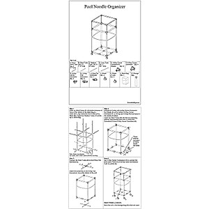 Essentially Yours Rolling Pool Noodle Storage Organizer Bin, Standard Noodle Holder, (25.4" W x 26" L x 40.5" H), Blue/White Style 510643